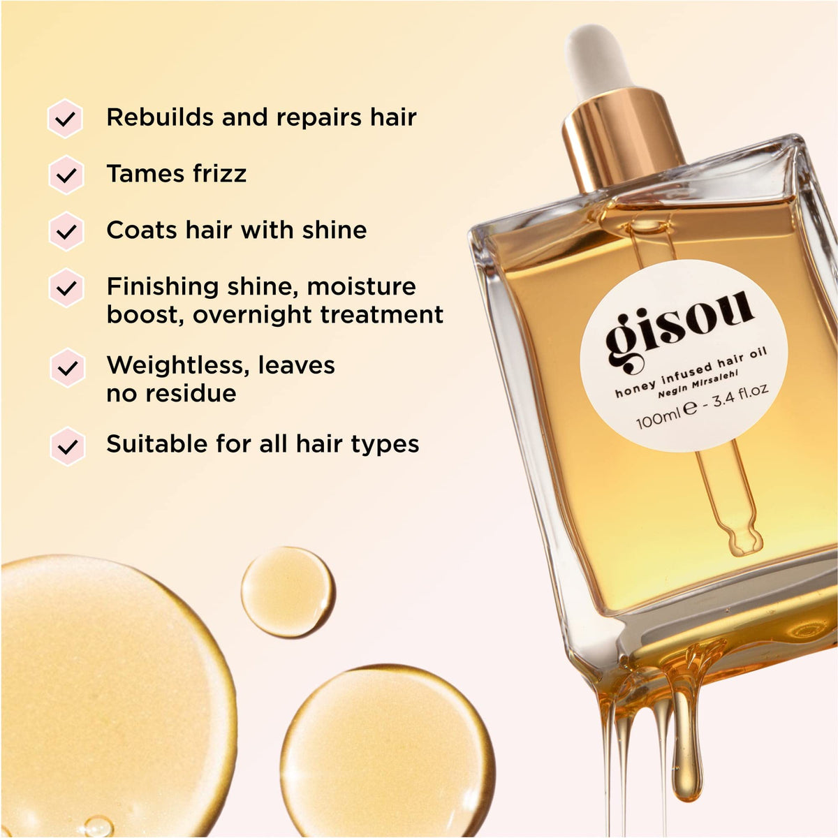 GISOU - Mini Honey Infused Hair Oil | Give Me Glam - Cosmetics Shop Lebanon